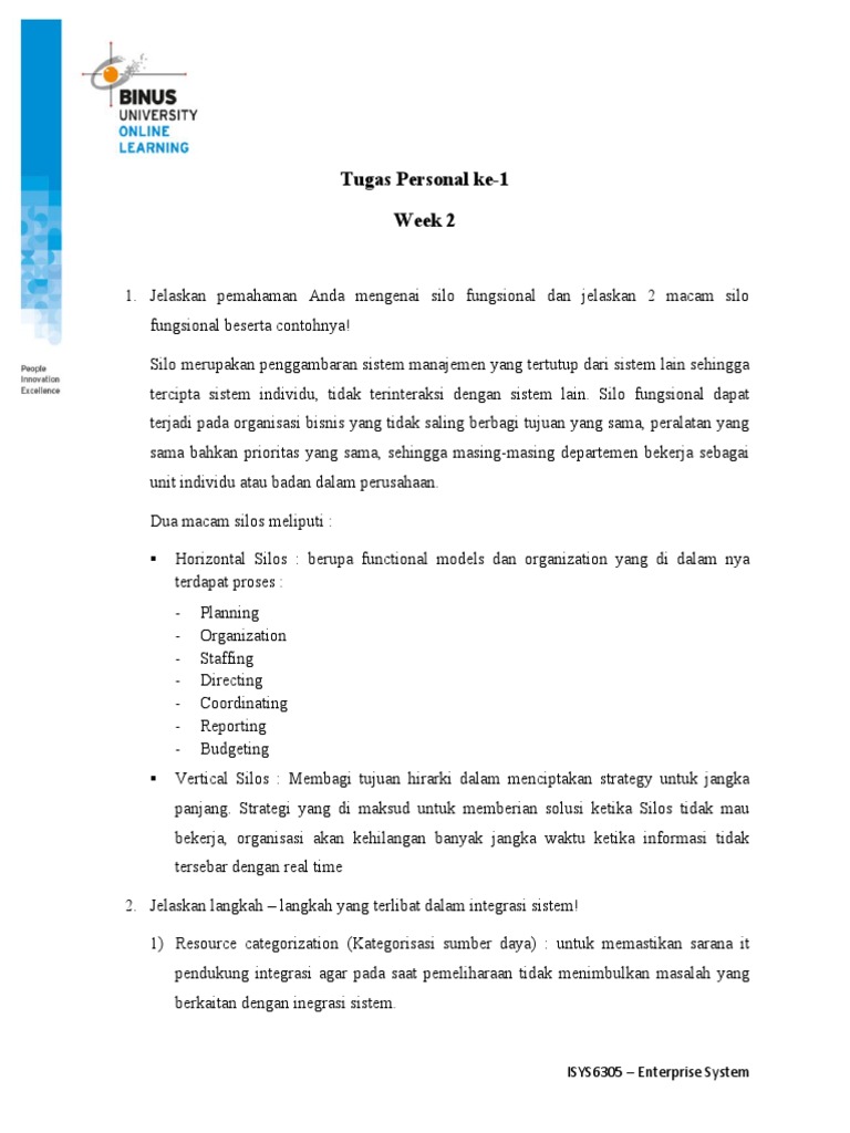 Silo Fungsional dan Integrasi Sistem | PDF