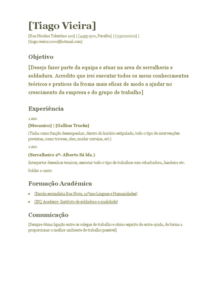 Curriculo CV | PDF | Carreira e Crescimento