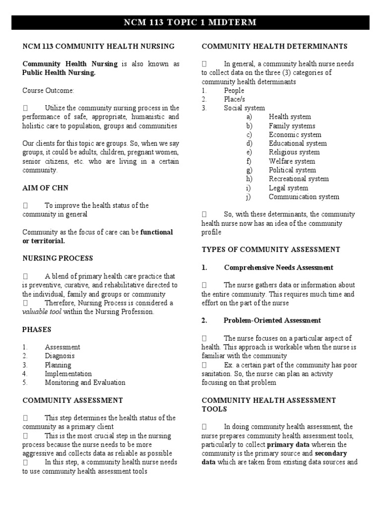 NCM 113 Topic 1 Midterm | PDF