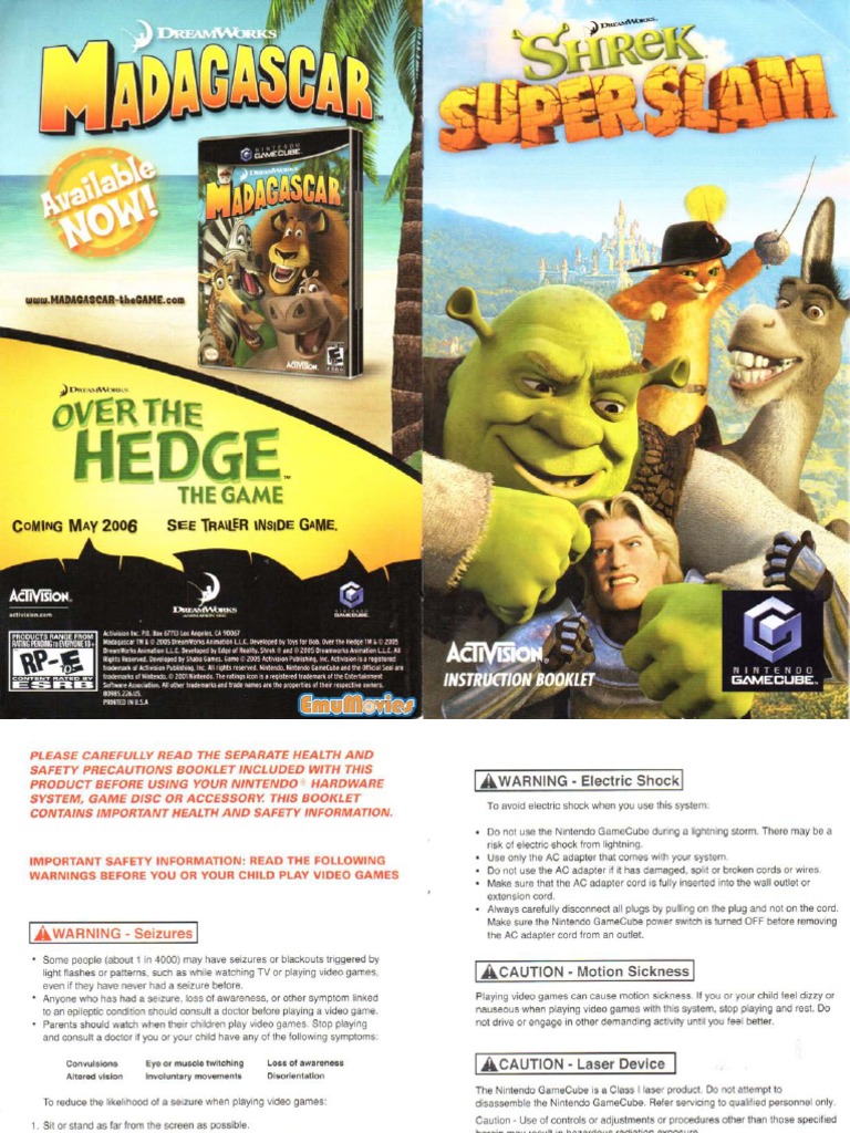Shrek SuperSlam GameCube Manual | PDF