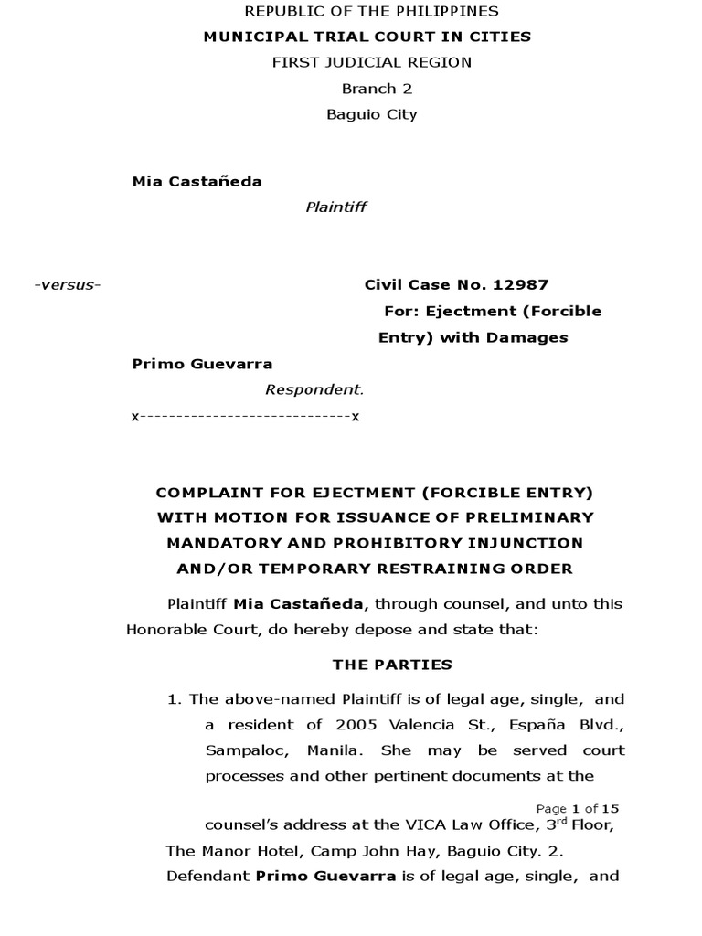 Complaint | PDF | Injunction | Affidavit