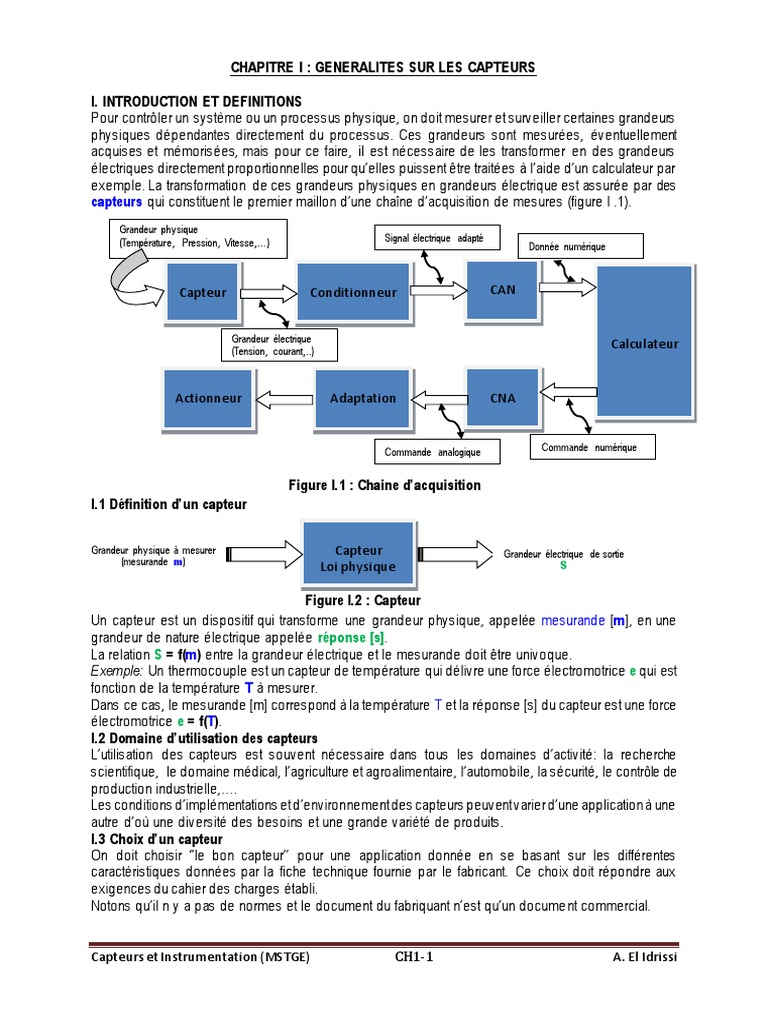 Capteurs CH1 2022-23 | PDF | Capteur | Électricité