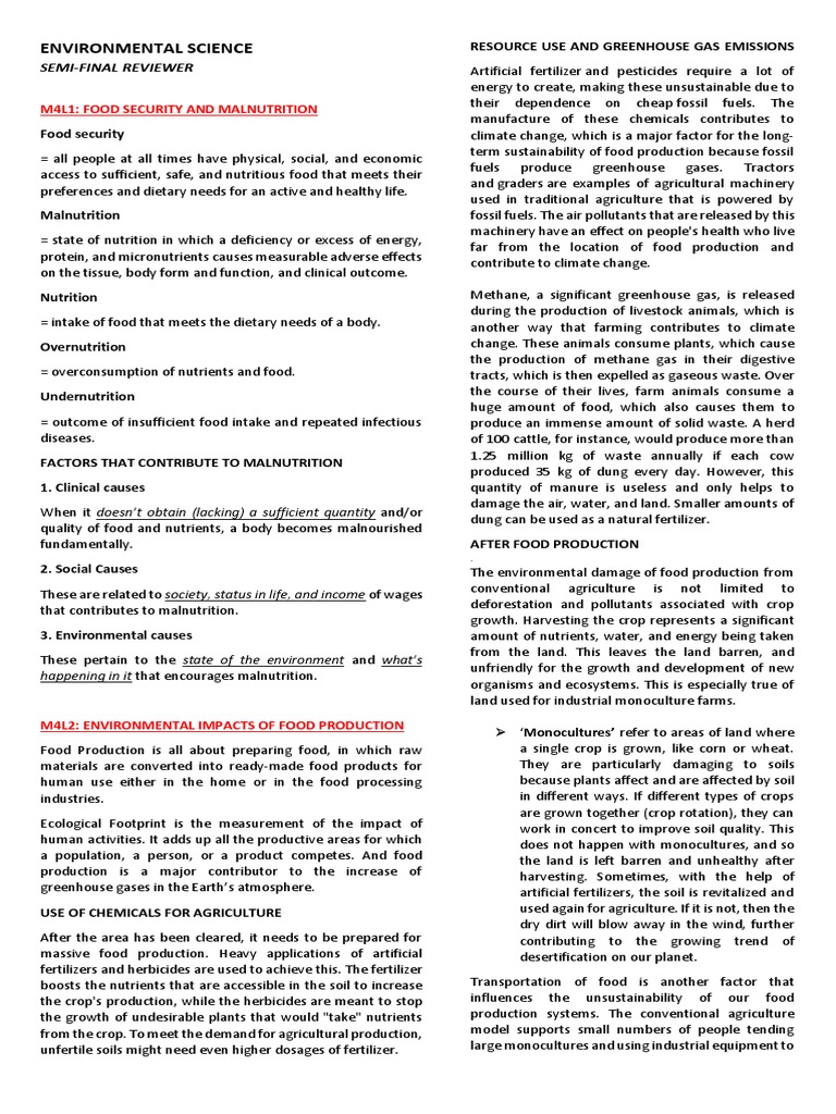 Environmental Science Review | PDF | Agriculture | Waste Management