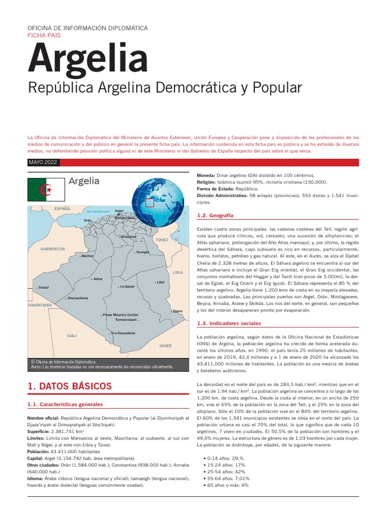 Argelia - Ficha Pais | PDF | Argelia | África