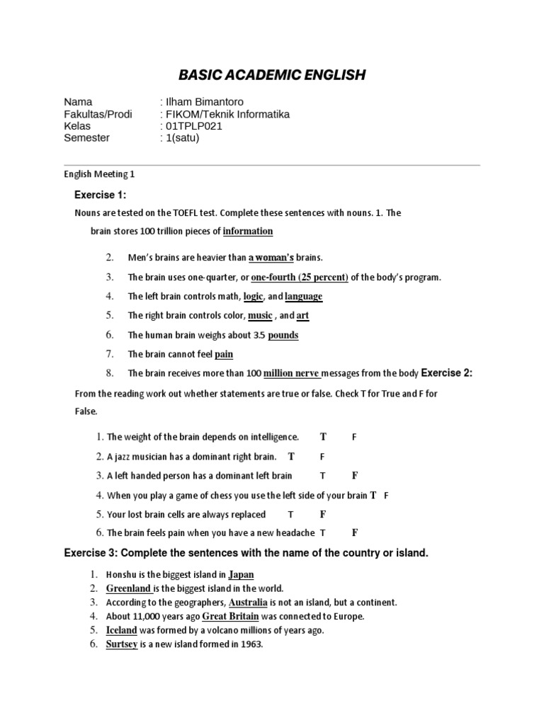 Contekan Basic Academic English | PDF | Verb | Perfect (Grammar)