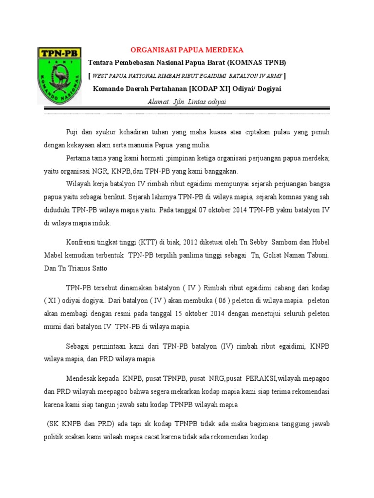 Surat Permintaan Kodap Di Wilaya Mapia | PDF