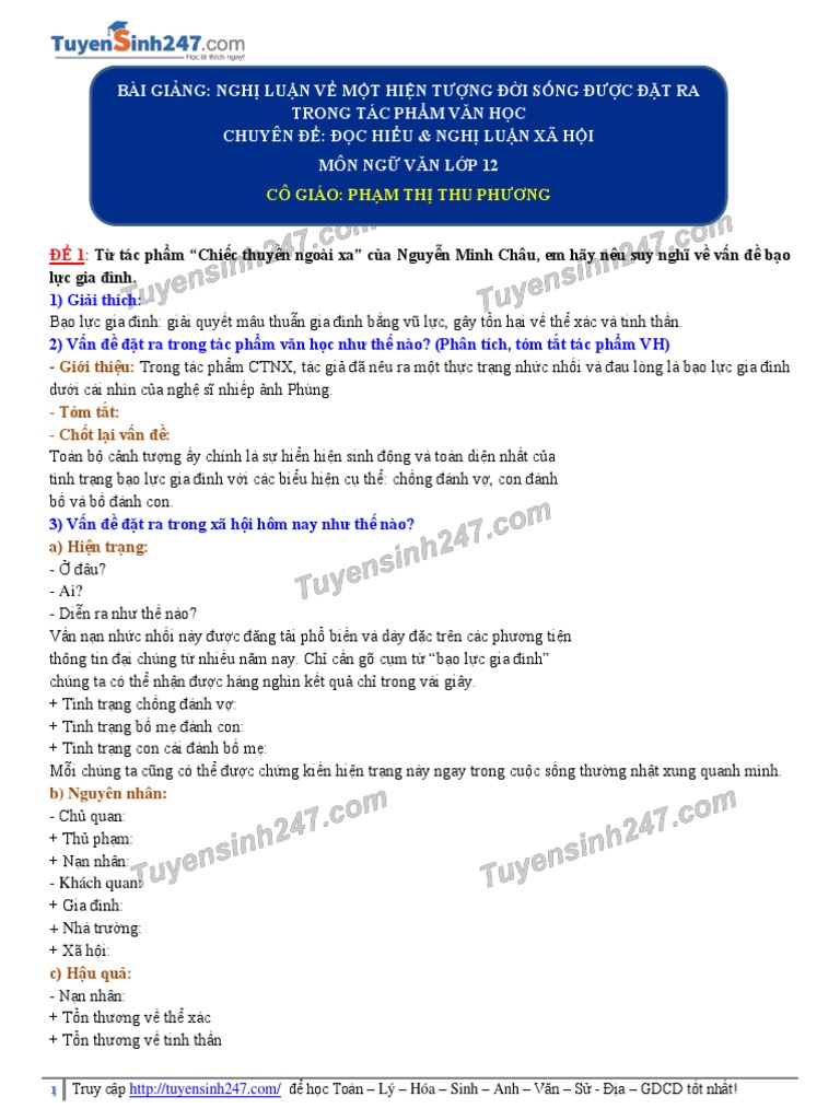 TS247 BG Nghi Luan Ve Mot Van de Xa Hoi Dat Ra Trong Mot Tac Pham Van Hoc 37191 1603359353 | PDF