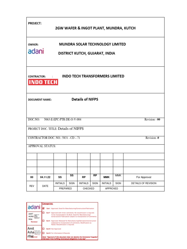 5063-E-EPC-PTR-DE-O-V-004 - Details of NIFPS Cat A1 | PDF | Transformer ...