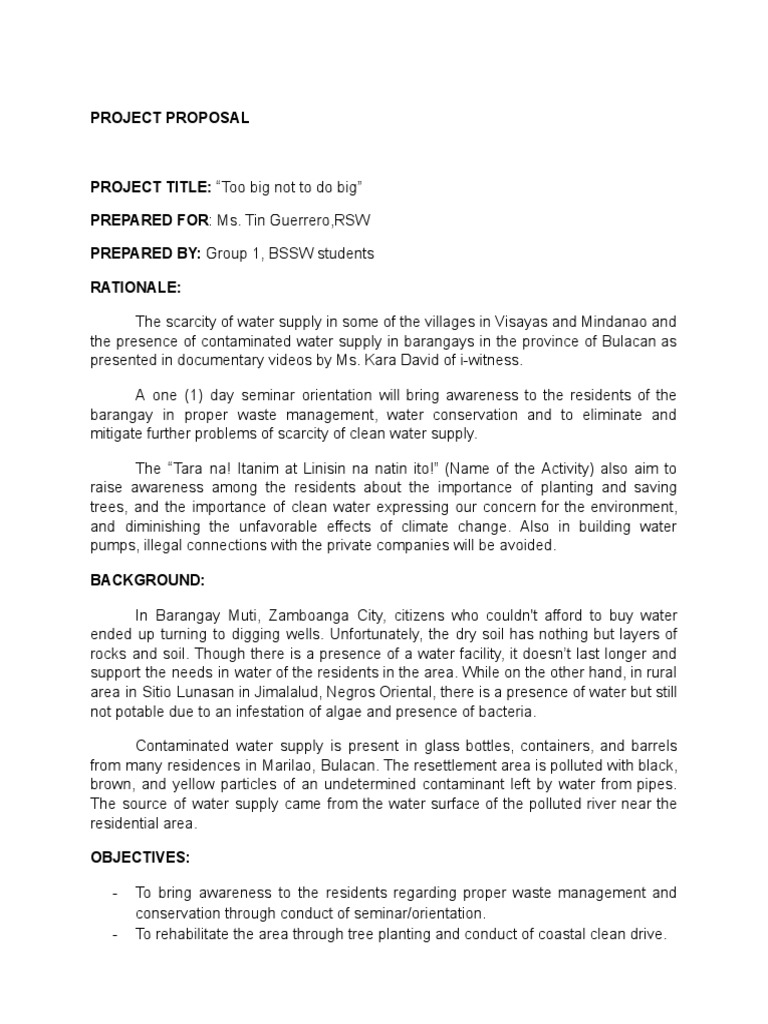 SCARCITY ON WATER - PROJECT PROPOSAL & SWOT ANALYSIS - Group-1 | PDF ...