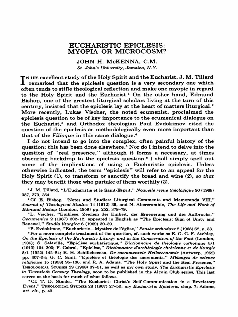 Eucharistic Epiclesis (Myopia or Microcosm) | PDF | Eucharist | Sacraments