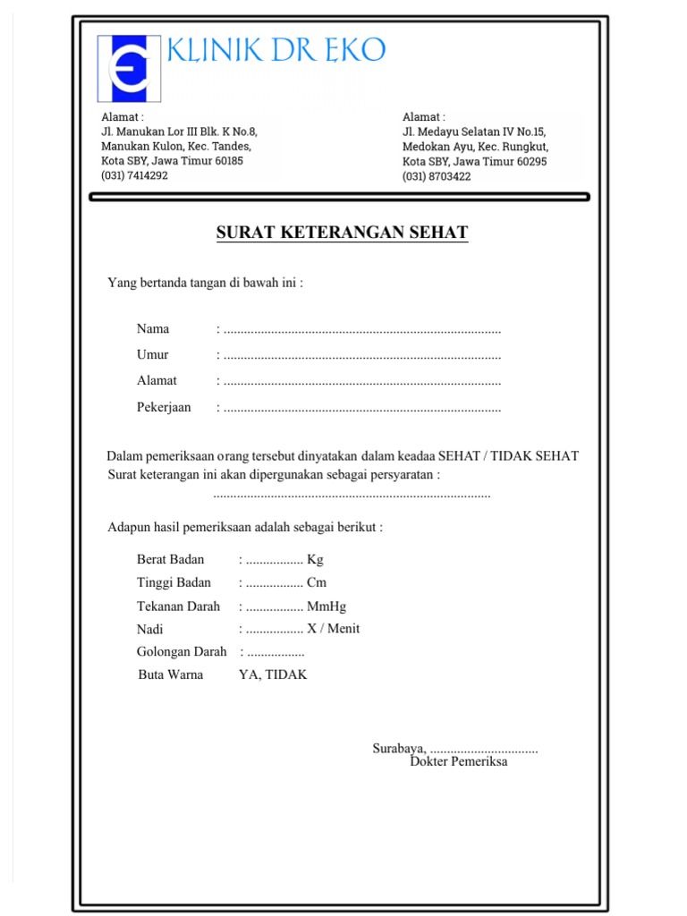 Surat Sehat DR Eko | PDF