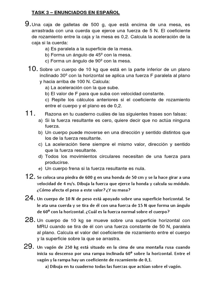 Unit 2 - Task 3 - Español | PDF | Fuerza | Fricción