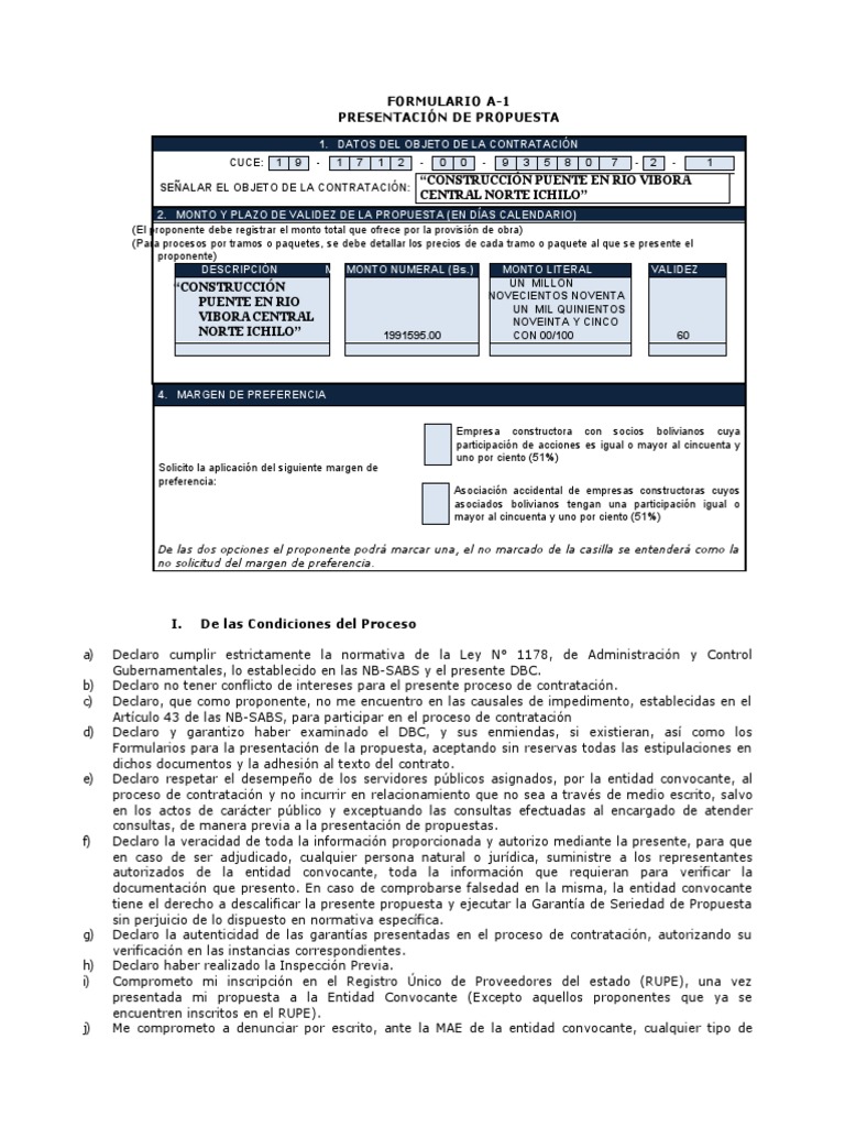 Formulario A 1 | PDF | Gobierno