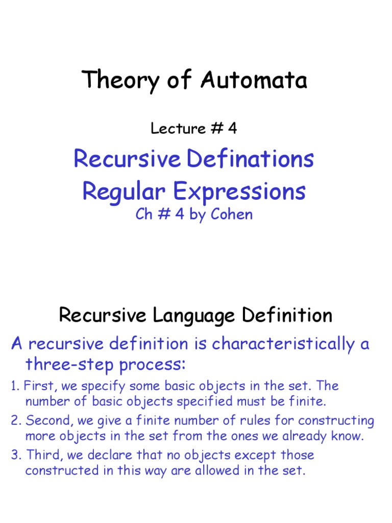 Recursive Definitions of Regular Languages | PDF | Regular Expression | String (Computer Science)