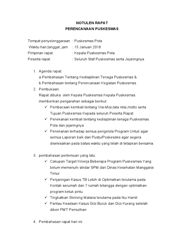 1.1.1.6 - Notulen Rapat Perencanaan | PDF