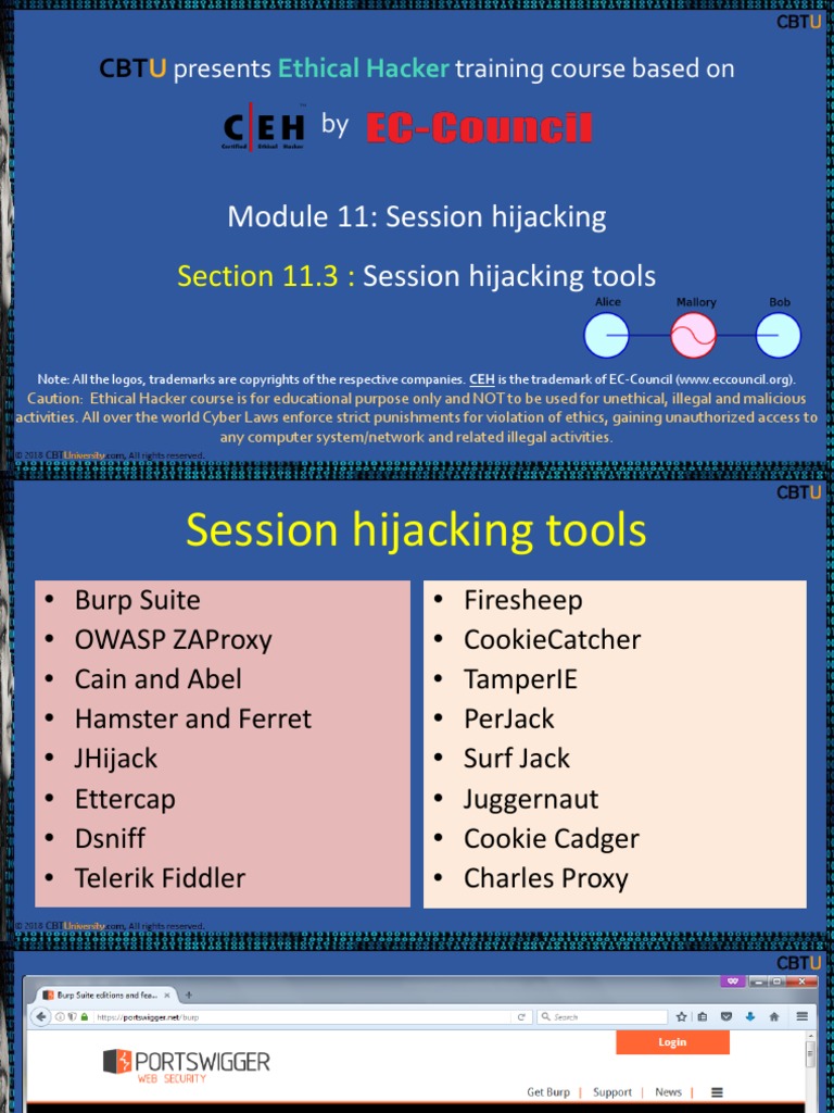 11.3 Session Hijacking Tools | PDF | Http Cookie | Telecommunications
