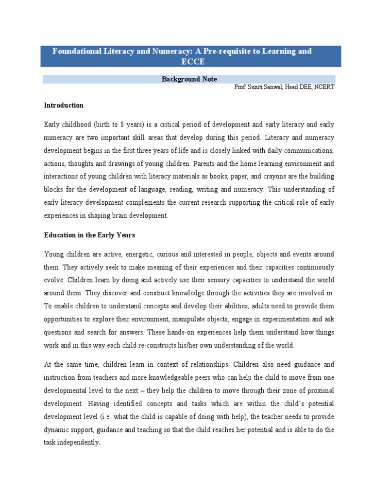 Foundational Literacy Numeracy Background Note Pdf