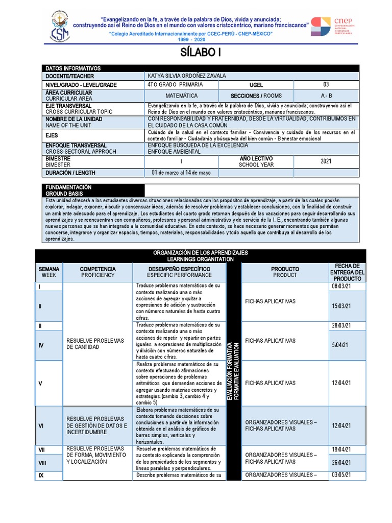 Silabo Matematica | PDF