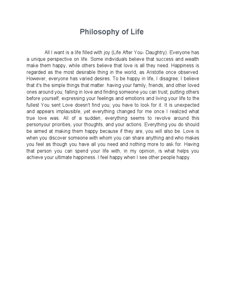 Philosophy of Life | PDF