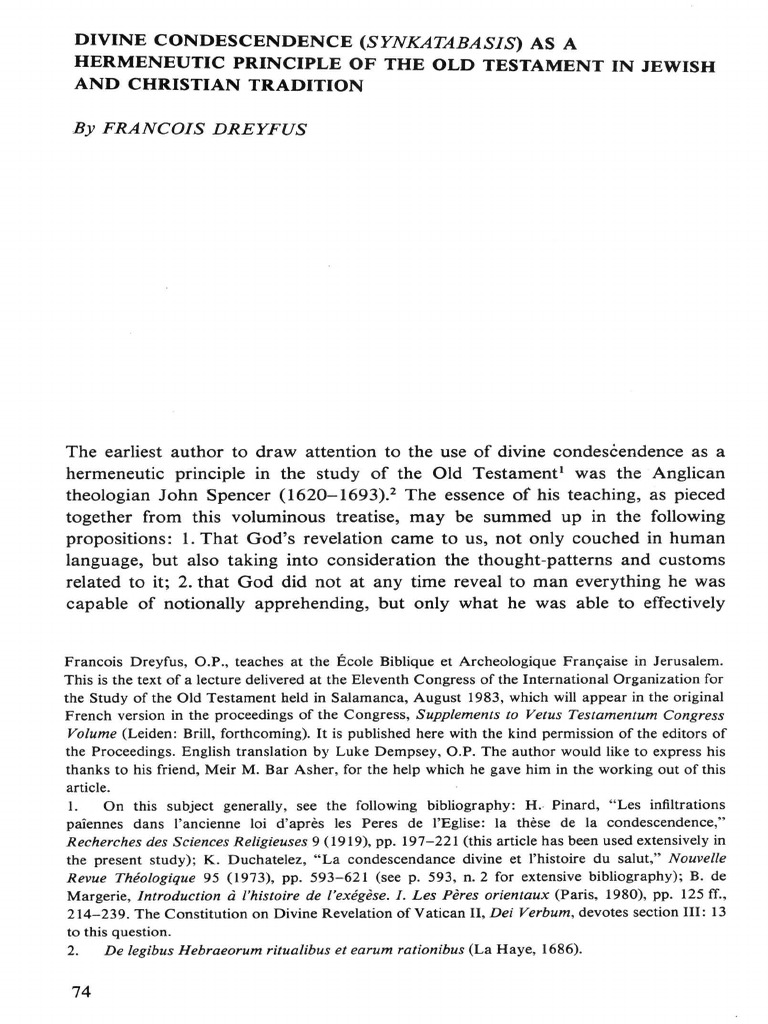 Dreyfus, Divine Condescension (Synkatabasis) As A Hermeneutical ...