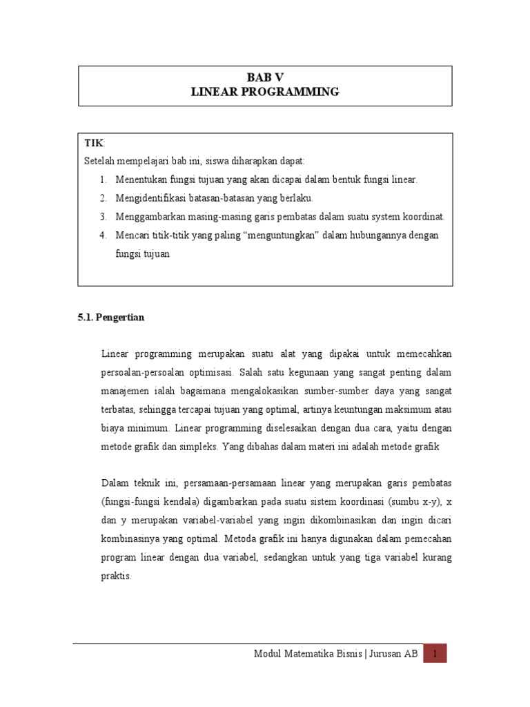 Bab 5 Linear Programming | PDF