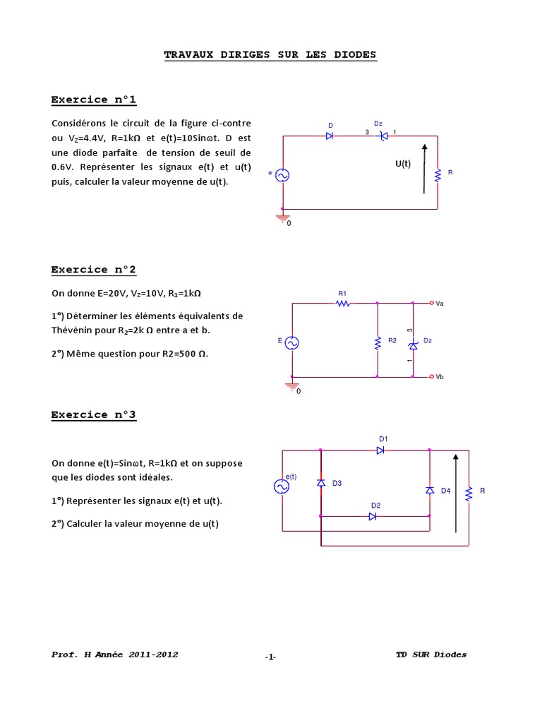 Td-Sur-Les Diodes-Ensit | PDF | Diode | Résistance (électricité)