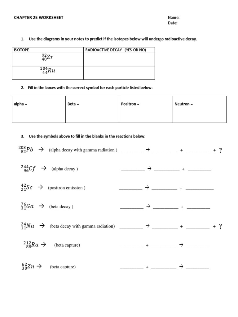 Chapter 25 Worksheet | Download Free PDF | Nuclear Physics ...