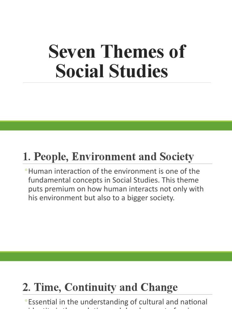 Seven Themes in Social Studies | PDF | Constructivism (Philosophy Of ...