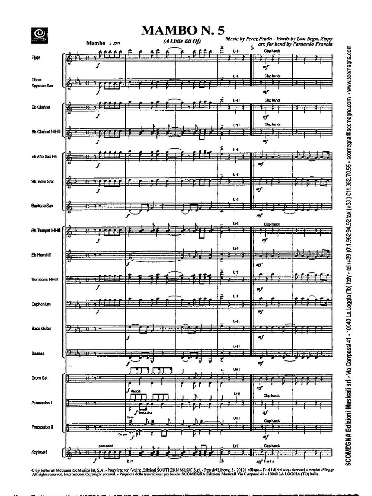 Mambo N. 5 - Partitura Maestro | PDF