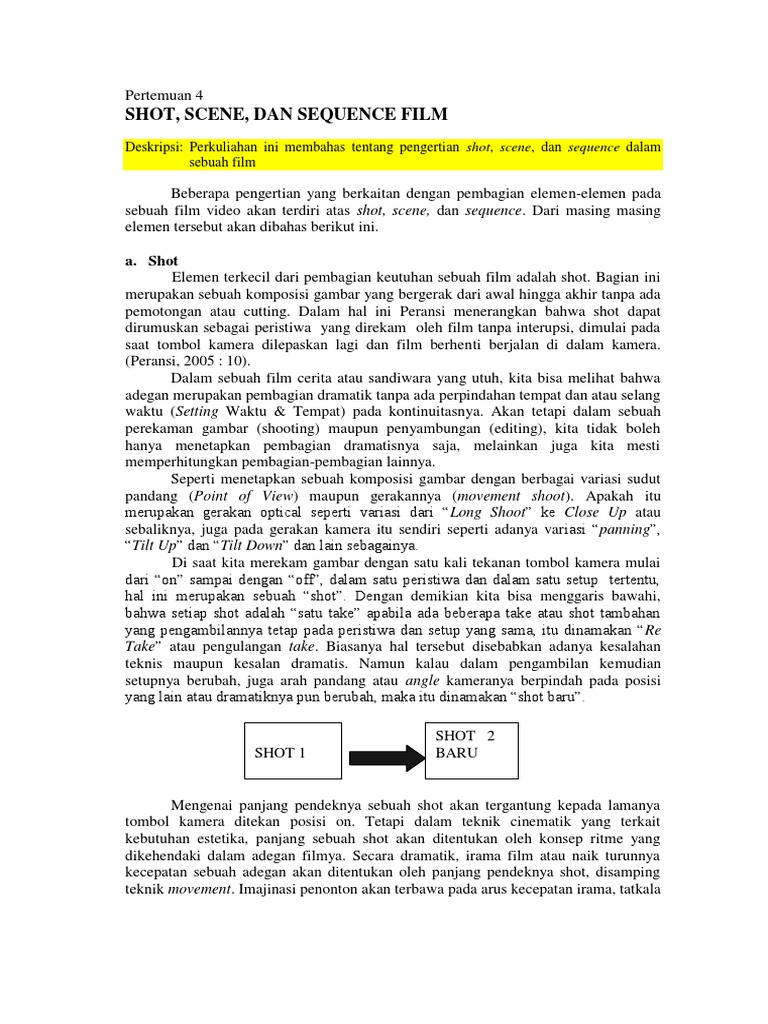 Minggu Ke 4 Shot, Scene, Dan Sequence Film | PDF