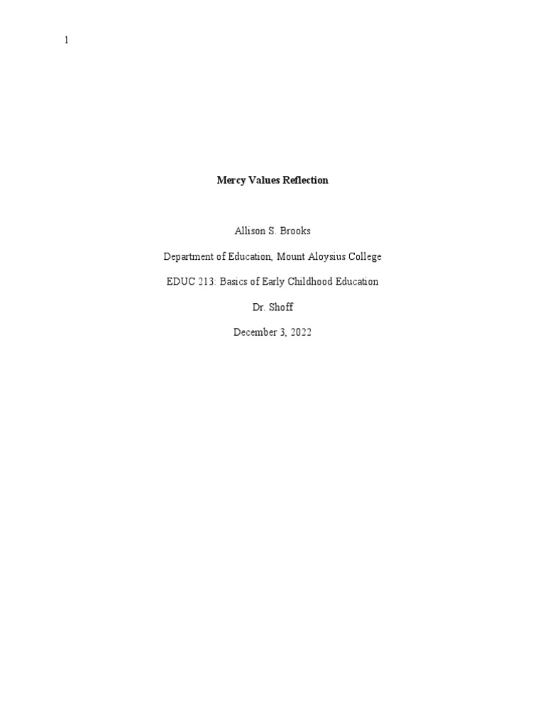 Educ 213 Mercy Values Reflection | PDF | Justice | Crime & Violence
