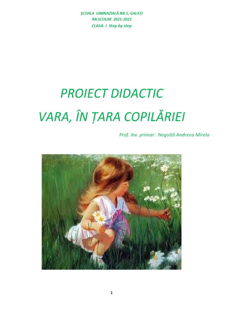 Proiect Didactic Negoiță Mirela Bun | PDF