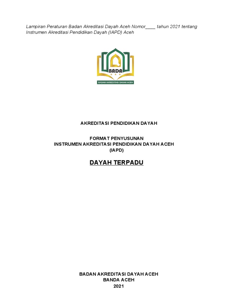 Lampiran Kep BADA Tentang IAPD 16 Agustus 21 Dayah Terpadu | PDF | Bisnis