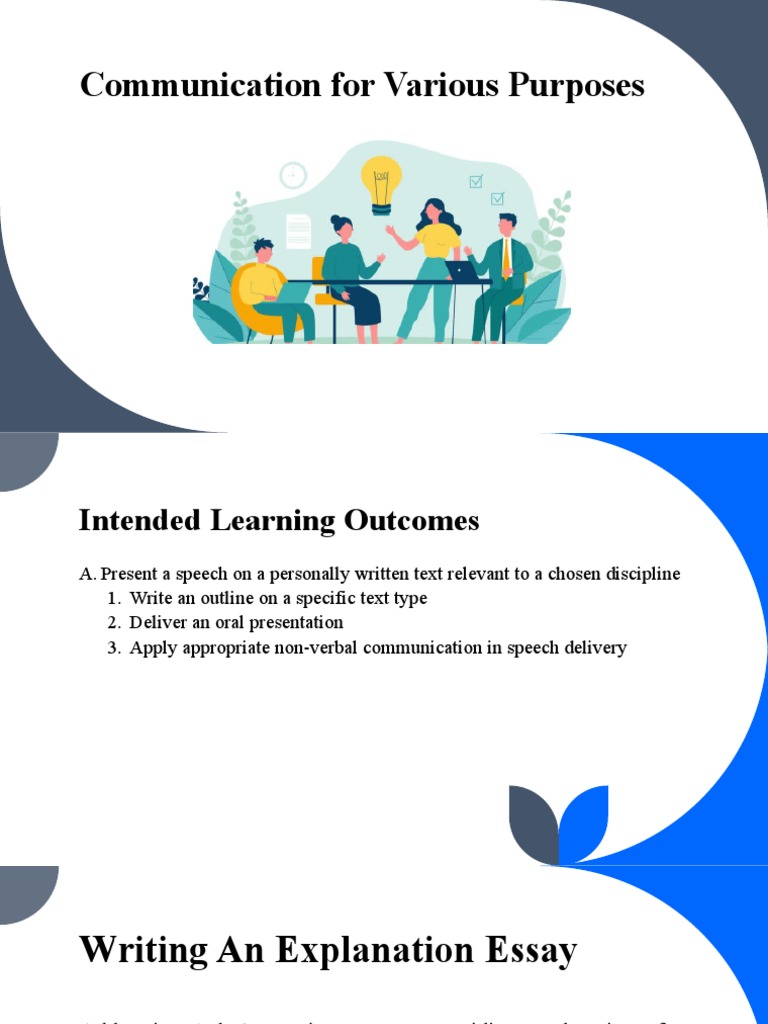 Communication For Various Purposes | PDF | Essays | Communication