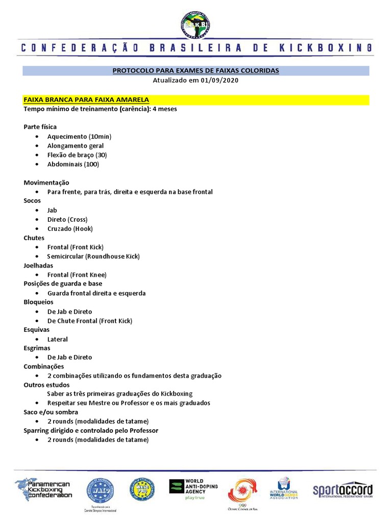 Exame de Faixa CBKB | PDF | Esportes de combate | Combate