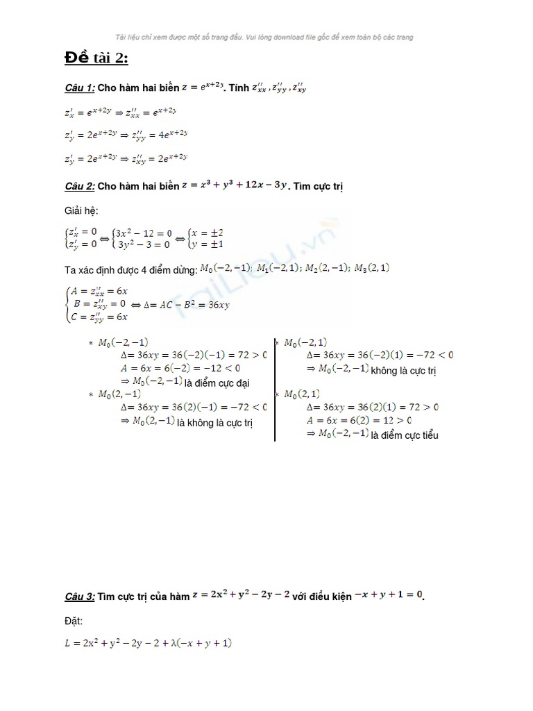 BT Toán 1 TVS | PDF