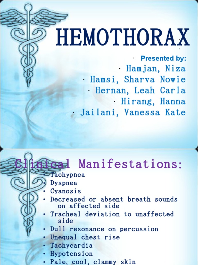 Hemothorax: Diagnosis and Management | PDF