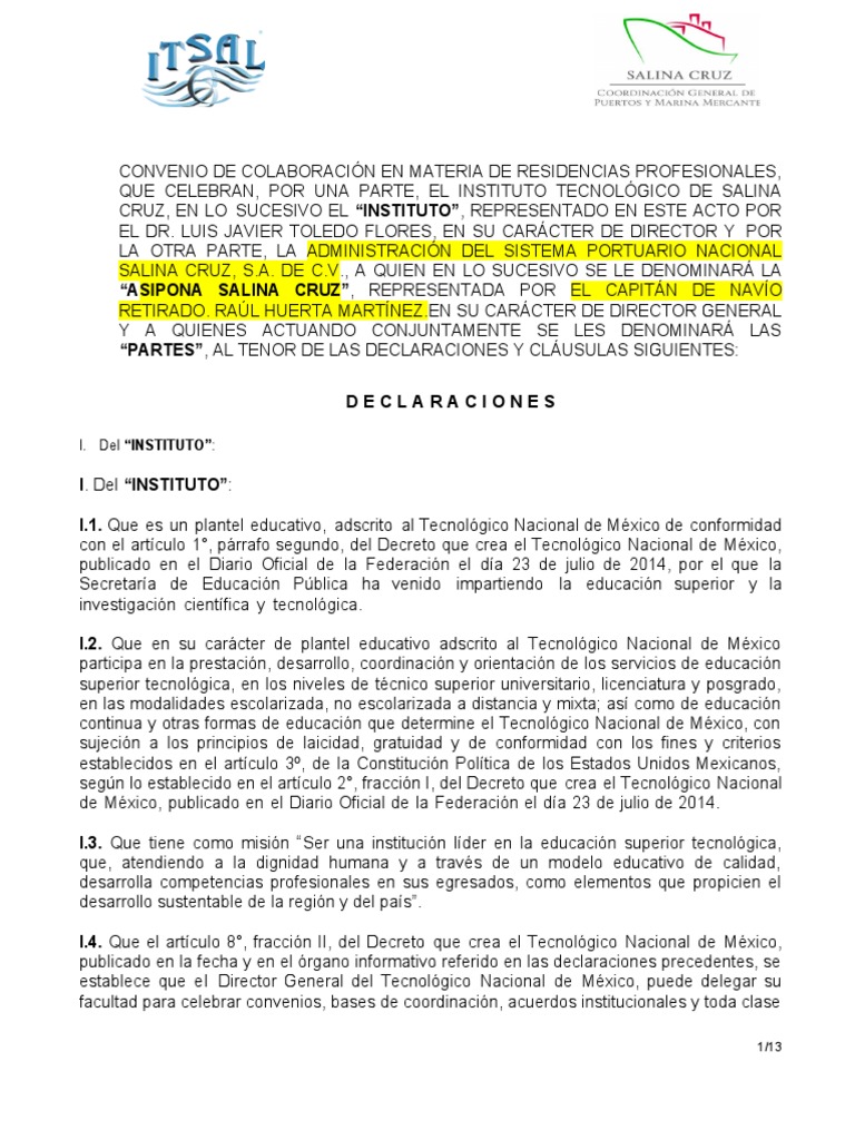 Convenio Itsal-Api-1 | PDF | México | Seguro