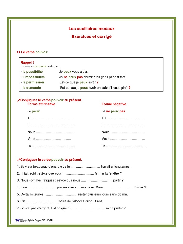 Les Semi-Auxiliaires Exercices | PDF | Verbe
