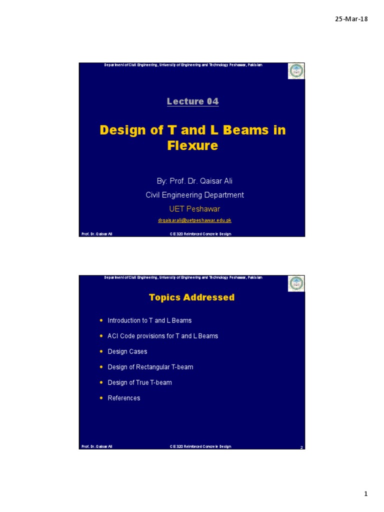 Design of T and L Beams in Flexure | PDF | Beam (Structure) | Civil ...