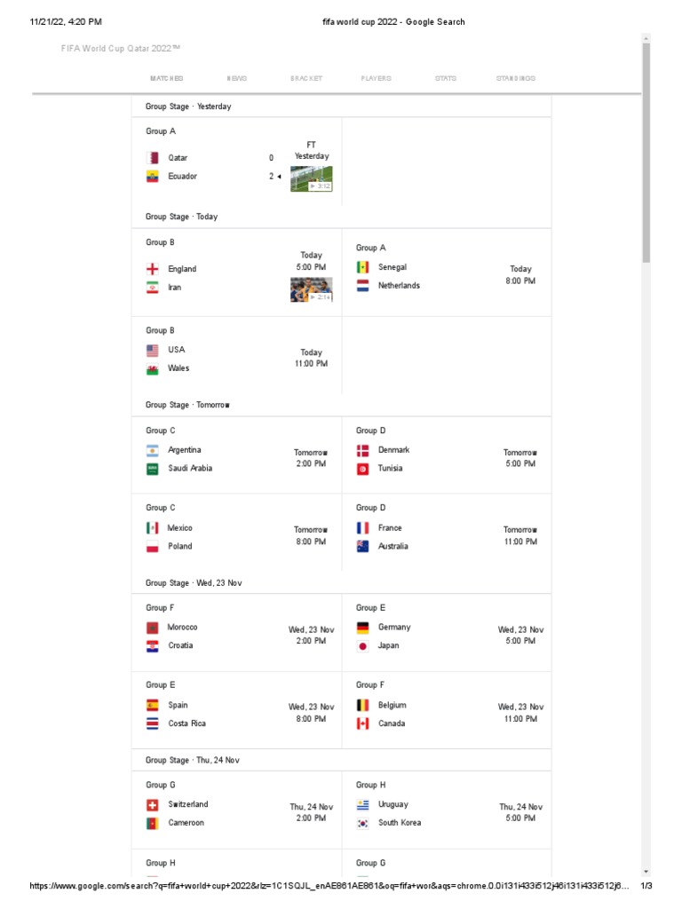 Fifa World Cup 2022 - Schedule | PDF | Fifa World Cup | Sports