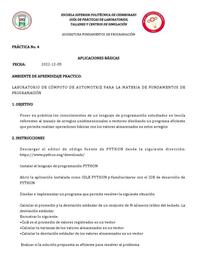 2b Practica Vectores | PDF | Python (lenguaje de programación ...