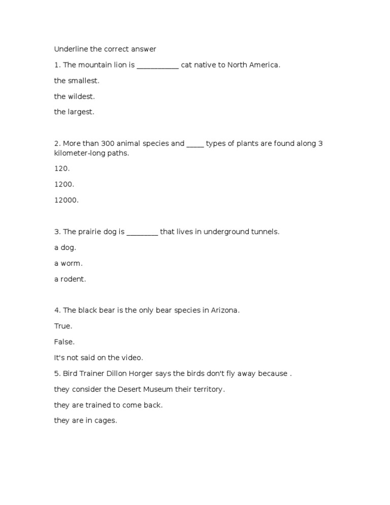 Underline the Correct Answer