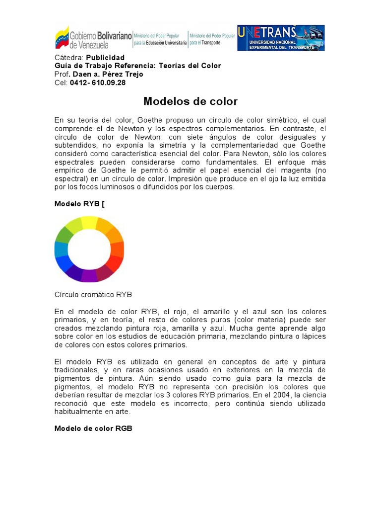 Modelo de Color RYB y Teoría del Color | PDF | Color | Cian
