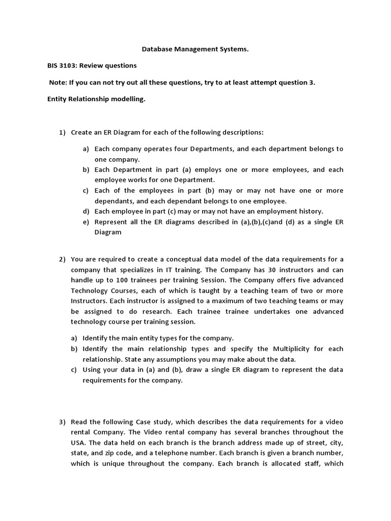 Database Management Systems Chapter 11 Qns | PDF | Computer Data | Information Technology Management