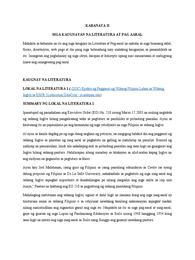 Kabanata Ii Thesis Paper Santos Adrian Updated | PDF