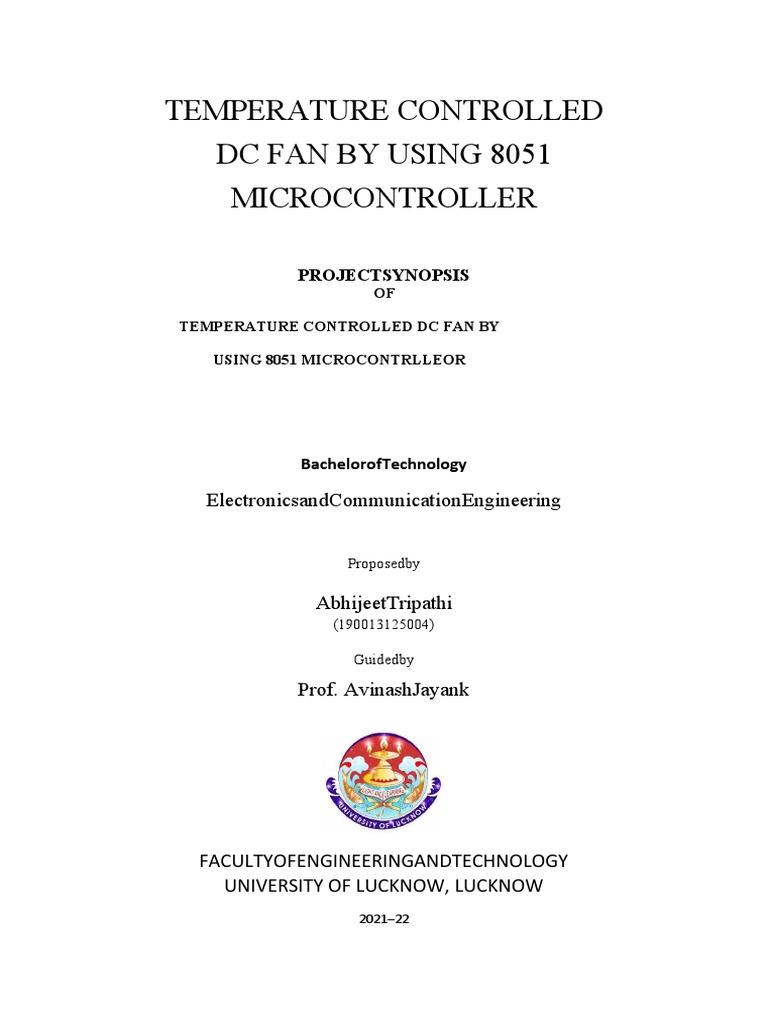 Temperature Controlled DC Fan by Using 8051 Microcontroller | PDF | Microcontroller | Analog To ...