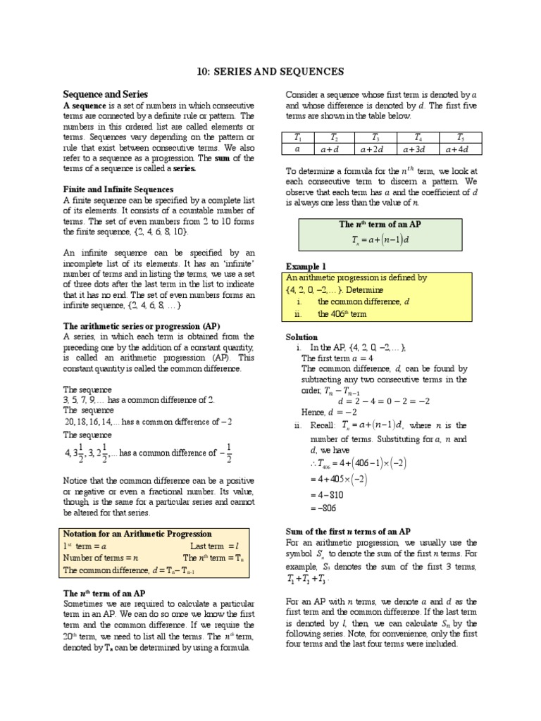 10.series and Sequences | PDF | Summation | Sequence