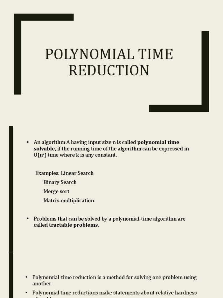 Polynomial Time Reduction S Pdf Time Complexity Computational Complexity Theory