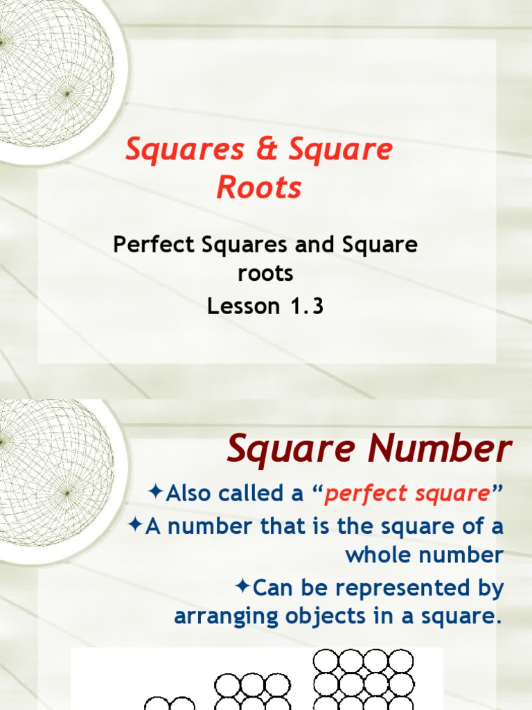Perfect Squares and Roots Worksheet | PDF | Mathematics | Elementary ...